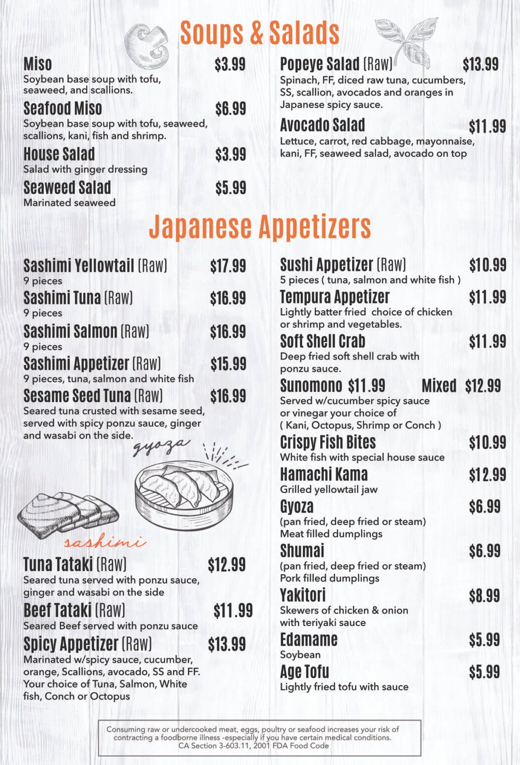 Menu – Kata Japanese and Thai Restaurant